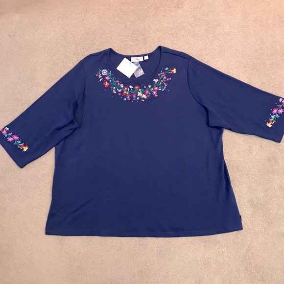 Quacker Factory | Tops | Quacker Factory Bateau Embroidered Top New ...